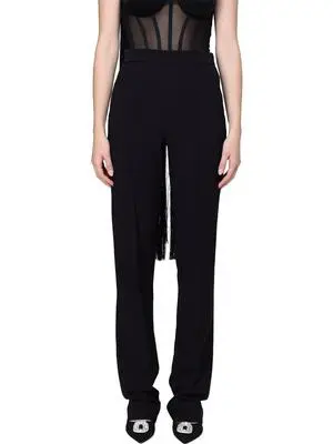 Elisabetta Franchi High-waisted Crêpe Trousers With Fringe Detail - Black