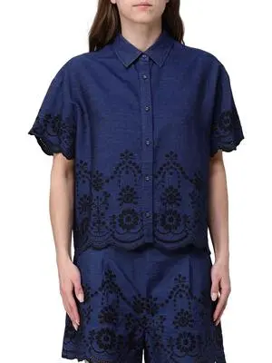MC2 SAINT BARTH Embroidered Cotton Shirt - Blue