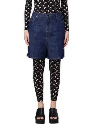 MARINE SERRE Cotton Denim Shorts - Blue