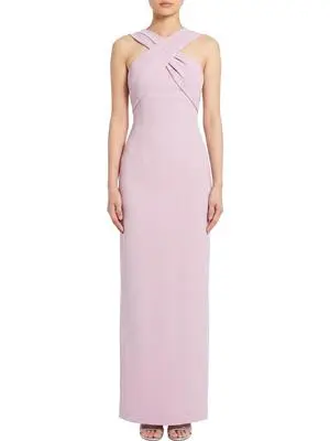 Solace London Halterneck Off-the-shoulder Crêpe Maxi Dress - Pink
