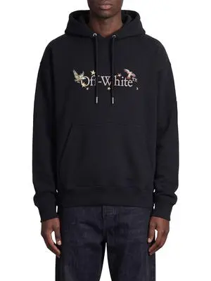 Off-White Hoodie With Embroidered Graphic - Black