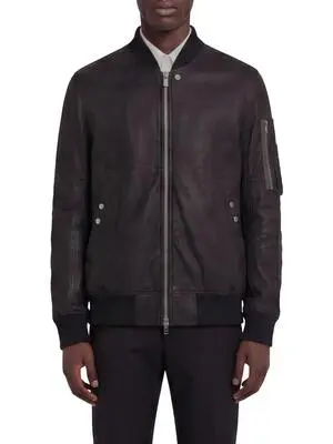 Rick Owens Leather Bomber Jacket - Black