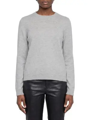 Zadig&Voltaire Wool & Cashmere Crew Neck Sweater With Appliqué Detail - Grey