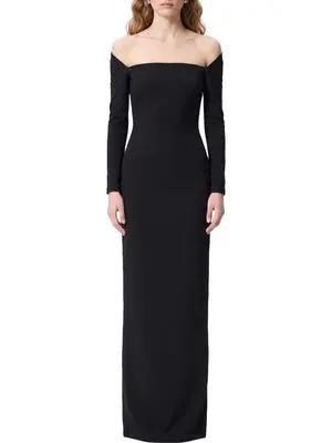 Solace London Long Sleeve Crepe Gown - Black
