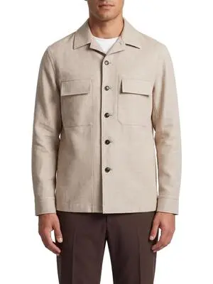 Zegna Linen Blend Overshirt Ecru