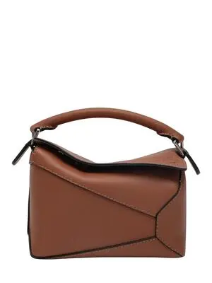 Loewe Mini Puzzle Edge Bag In Grained Leather - Brown