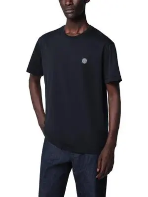 Stone Island Navy Cotton T-shirt With Slim Fit - Blue