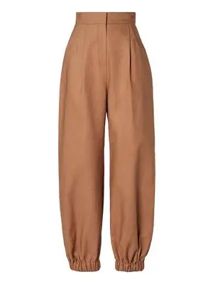 Fendi Linen And Cotton Trousers - Brown