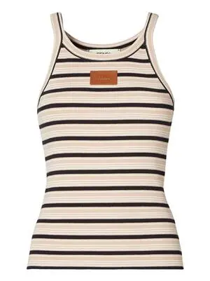 Fendi Rib Knit Striped Sleeveless Top - Multicolour
