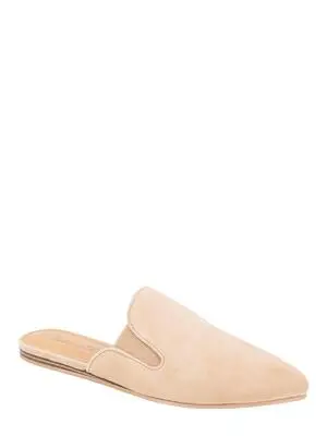 Splendid Liza Suede Pointed Toe Mule With Stacked Heel - Camel