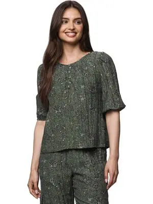 Splendid Versailles Floral Puff Sleeve Blouse - Vine Floral Print