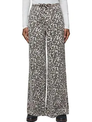 Splendid Splendid Lounge Denim Leopard Print Wide Leg Pants Leopard Print