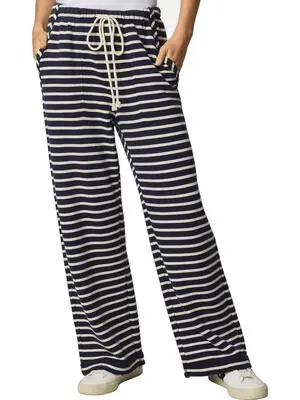 Splendid Livie Stripe Wide Leg Pants - Navy/moonstone