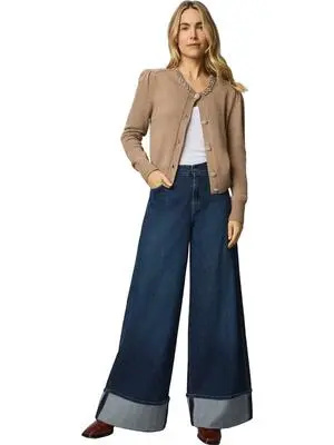 Splendid The Montana Cardigan With Jeweled Neckline - Macchiato Heather