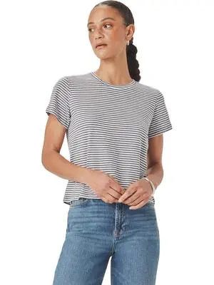Splendid Louisa Short Sleeve Stripe Tee - Soft Vintage Olive Branch/white
