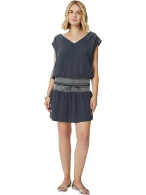 Splendid Ginger Mini Dress With Embroidered Drawstring Waist - Mood Indigo