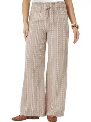 Splendid Meadow Pant Wide Leg Striped Trousers With Drawstring Waist - White