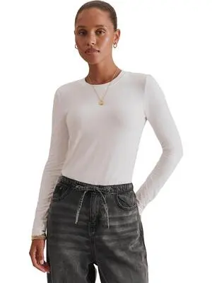 Splendid Bamboo Blend Long Sleeve Fitted Crewneck Tee - Java