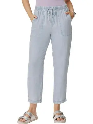 Splendid Straight Leg Lyocell Drawstring Pants - Bleached Indigo