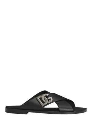 Dolce & Gabbana Logo Slide Sandals - Black