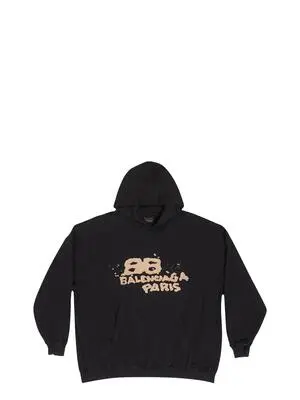 Balenciaga Hand Drawn Bb Icon Hoodie - Black