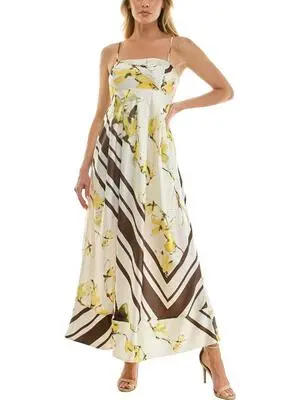 SOCIALITE Sleeveless Printed Maxi Dress - Ivory/brown