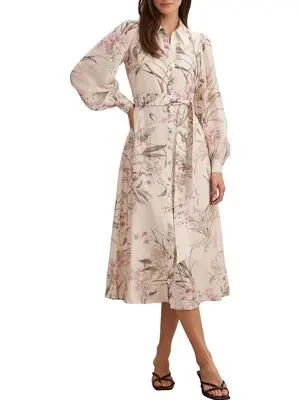 EVER NEW Ever New Hazel Long Sleeve Floral Print Midi Shirtdress