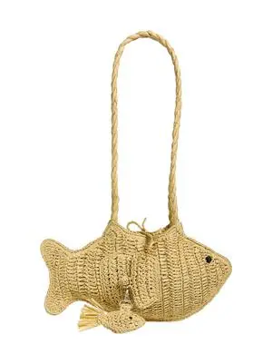 DAMSON MADDER Damson Madder Raffia Fish Shoulder Bag