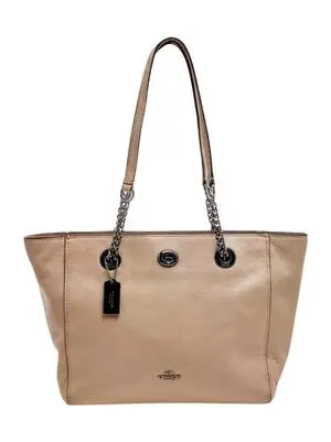 COACH Turn-lock Calf Leather Tote Bag - Grey