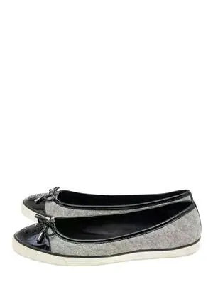 TORY BURCH Tory Burch Quilted Wool Ballet Flats With Patent Leather Cap Toe