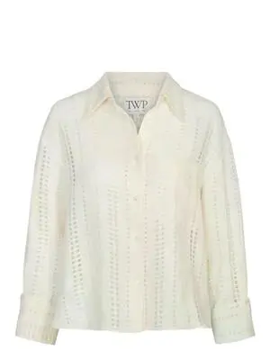 TWP Striped Point-collar Shirt - Neutrals