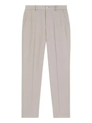 BOSS Tapered-fit Virgin Wool Pants In Micro-pattern - Light Beige