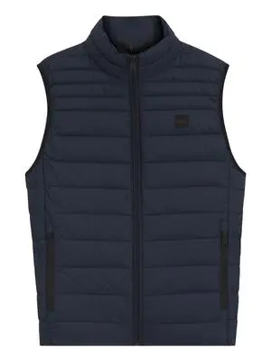 BOSS Water-repellent Quilted Vest With Logo Patch - Dark Blue