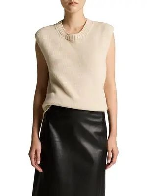 Vince Italian Cotton-blend Asymmetric Sweater Vest - Bone