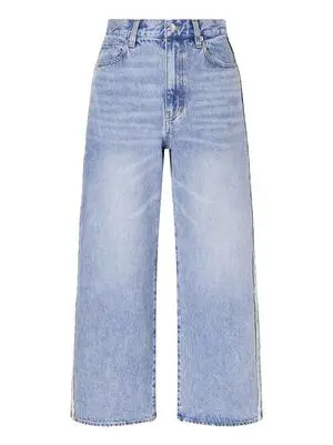 FRAME Crochet Bow Crop High-rise Wide-leg Jeans - Blue