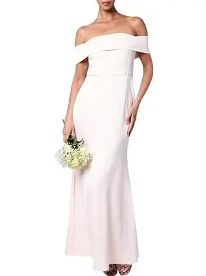 Coast Satin Bardot Maxi Dress - Blush