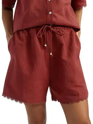 Chinti & Parker Linen-blend Scalloped Shorts - Sienna