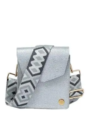 EVA INNOCENTI Patty Metallic Leather Crossbody Bag - Silver