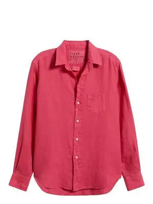 Frank & Eileen Relaxed Fit Linen Button-up Shirt - Raspberry