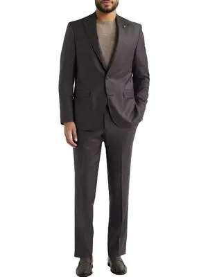 JACK VICTOR Esprit Contemporary Fit Mélange Super 130s Wool Suit - Brown