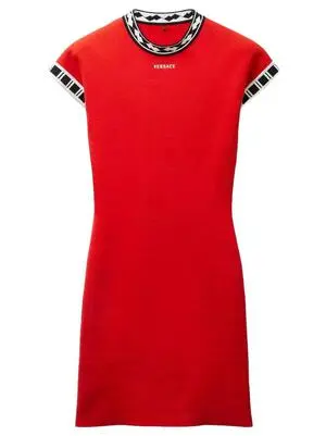 Versace Cotton Knit Mini Dress - Red