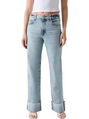 Guess Rey Wide Leg Jeans With Rolled Cuffs - Ctbu-dark