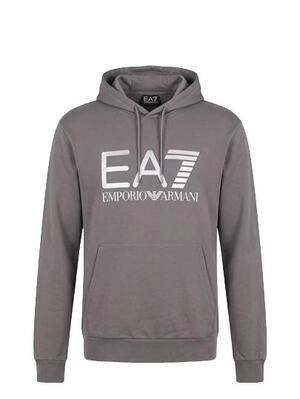 EA7 Cotton Hooded Sweatshirt - Grey