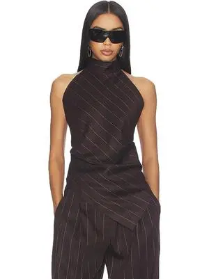 Helmut Lang Halter Scarf Top - Brown Multi