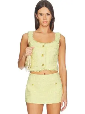 Alice + Olivia Shila Scoop Neck Button Down Corset Top - Butter