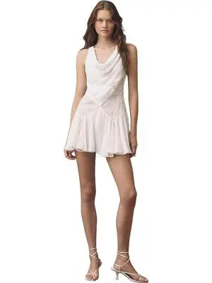 Bhldn Crisscross Halter Pearl-Embellished Mini Dress In White - 66% Off |  Editorialist