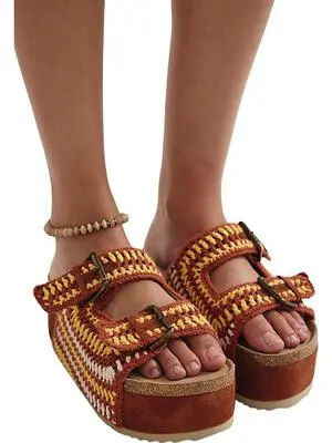 Intentionally Blank Spring Breaker Flatform Sandals Chestnut Combo