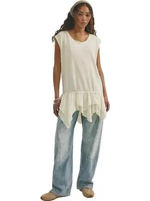 Free People We The Free Kris Ruffle Tunic - Antique Ivory