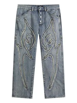 THUG CLUB Tribal Denim Jeans - Blue