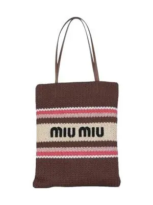 Miu Miu Woven Motif Striped Tote Bag - Multicolor